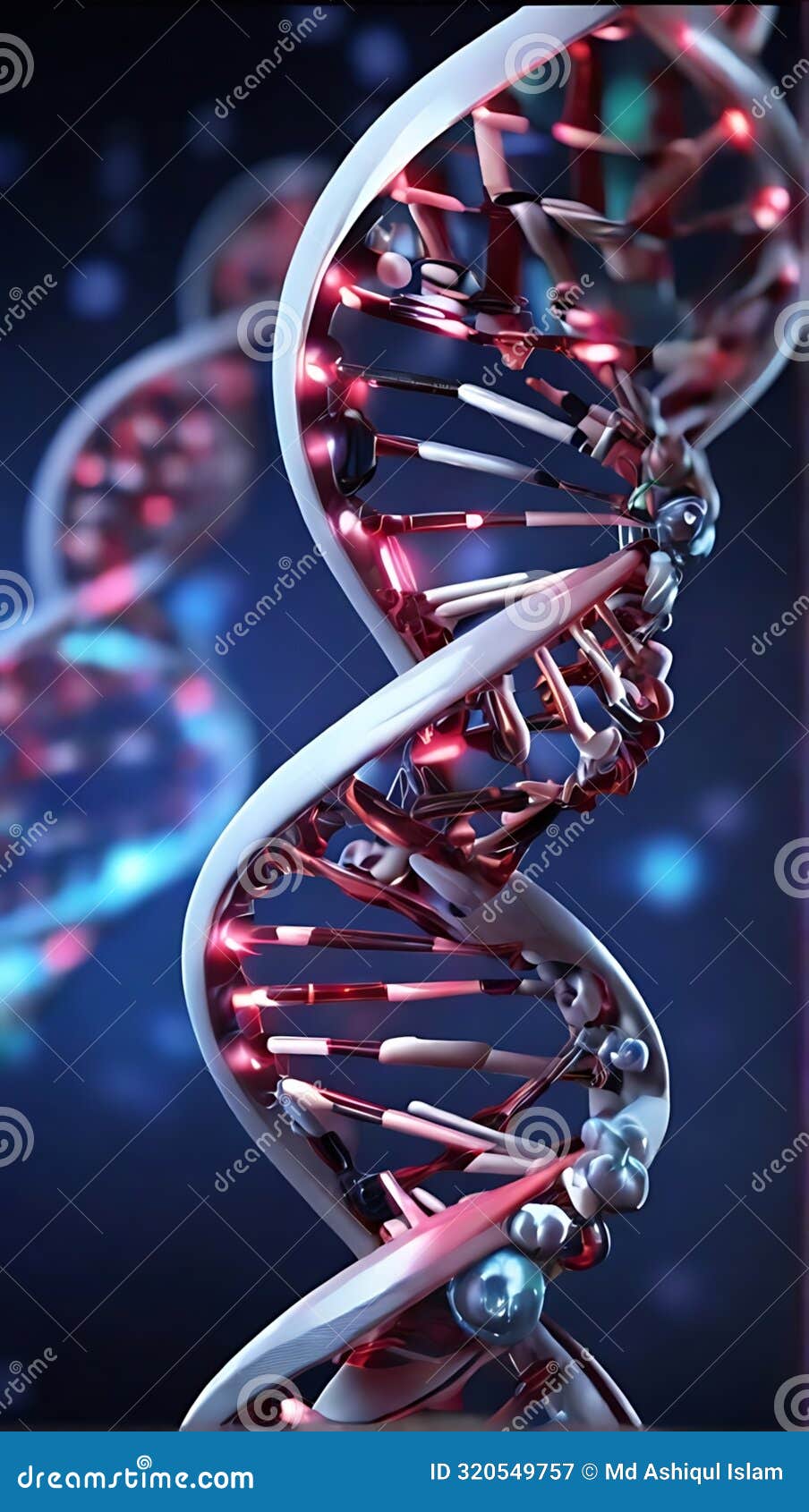 A Model of a Dna with a Red Light Bulb Stock Illustration ...