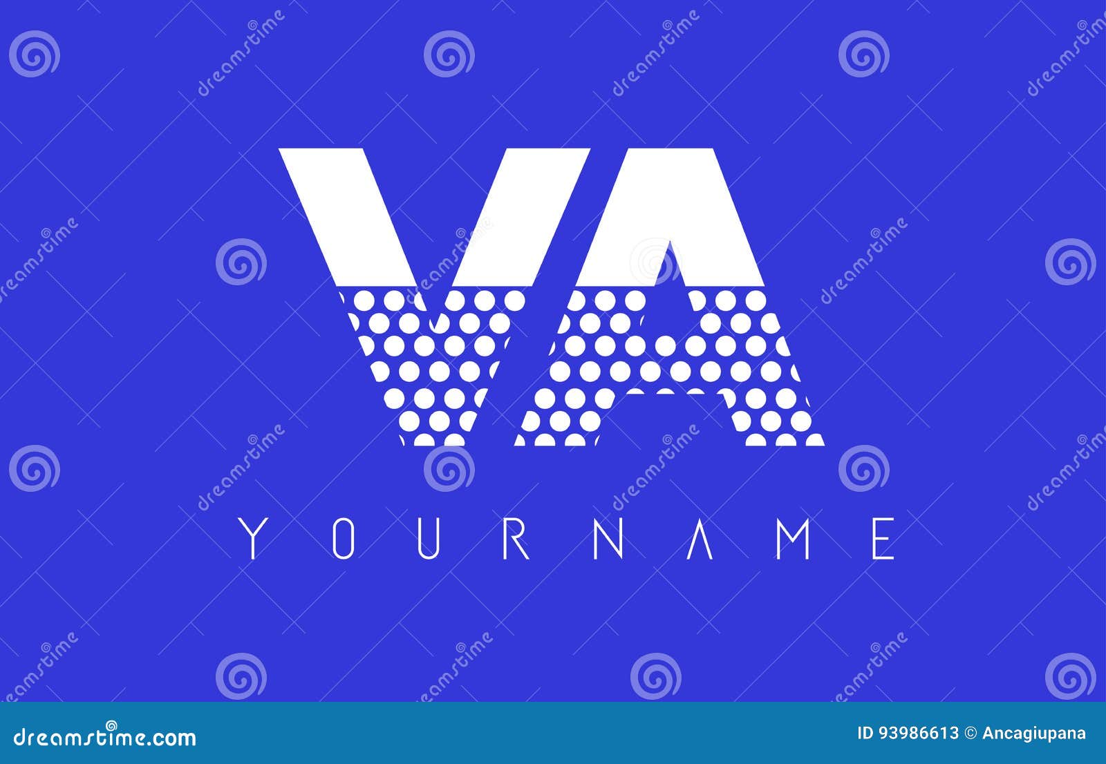 VA V a Dotted Letter Logo Design with Blue Background. Stock Vector ...