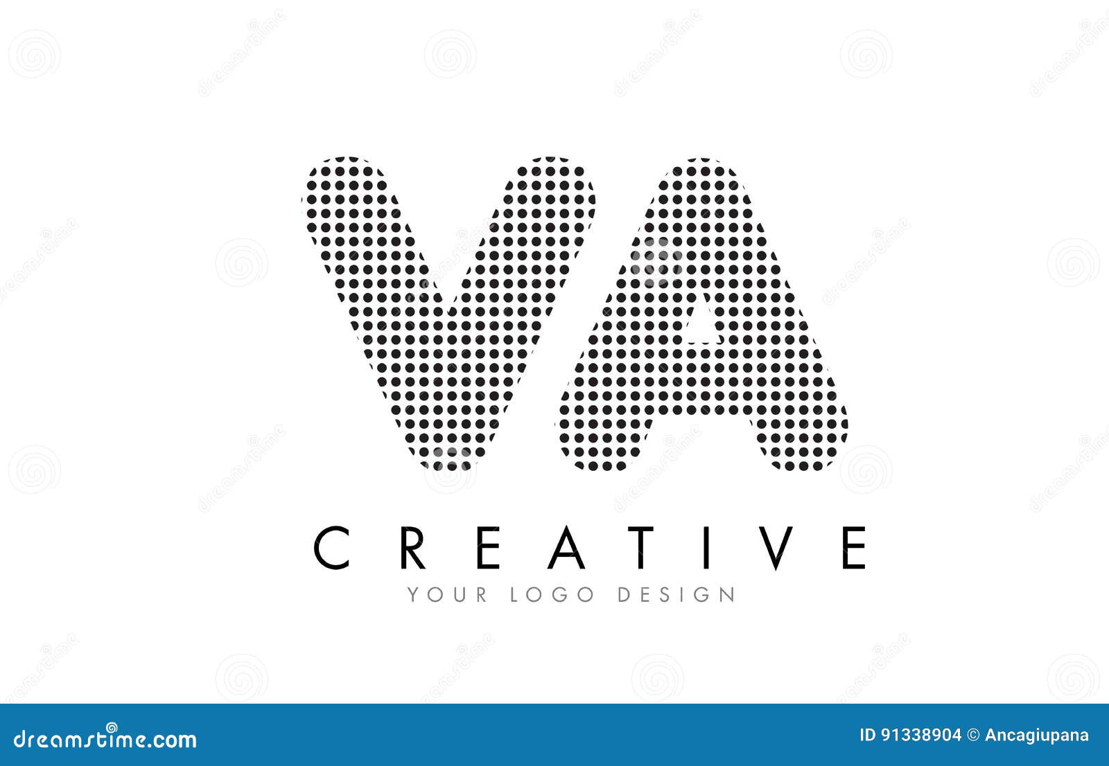VA V a Letter Logo with Black Dots and Trails. Stock Vector ...