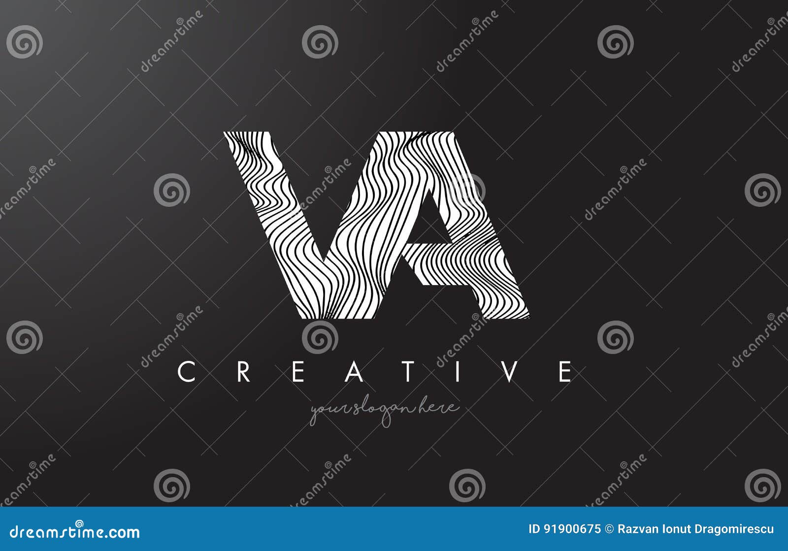 VA V a Letter Logo with Zebra Lines Texture Design Vector. Stock Vector ...