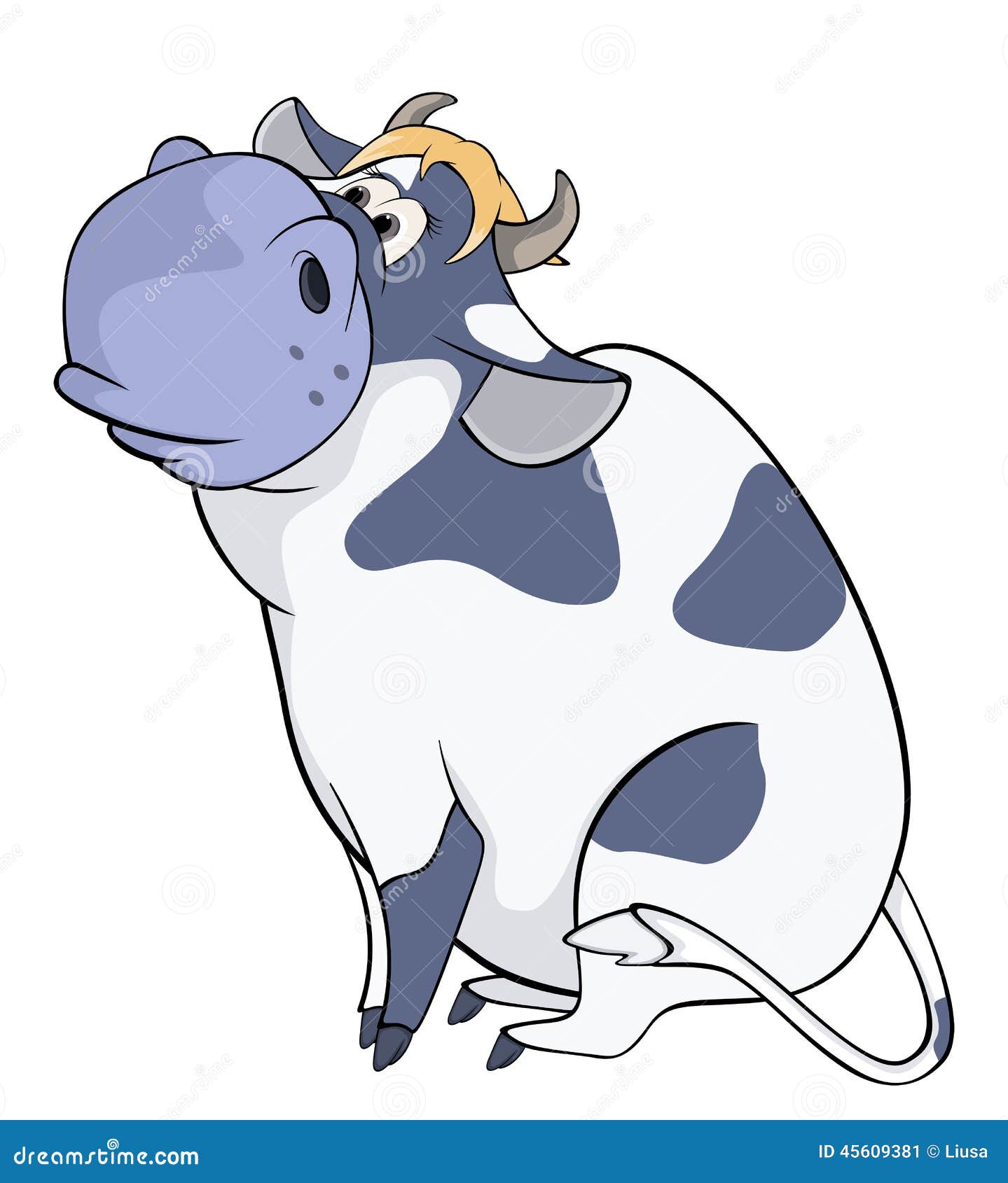 Vaca azul cartoon ilustração do vetor. Ilustração de circo - 45609381