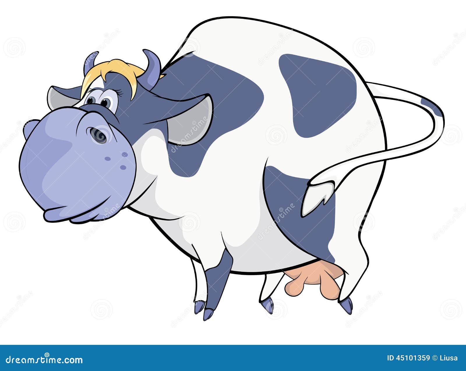 Vaca azul feliz cartoon ilustração do vetor. Ilustração de capa - 45101359