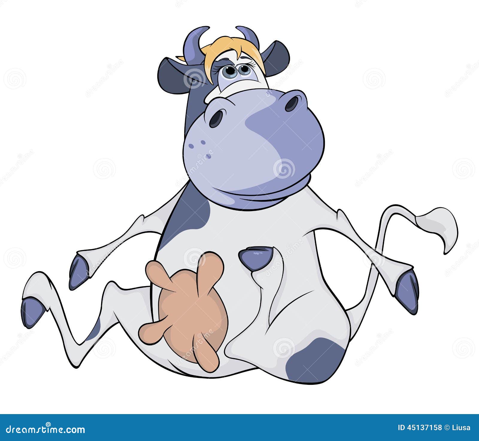 Vaca azul feliz cartoon ilustração do vetor. Ilustração de beleza ...