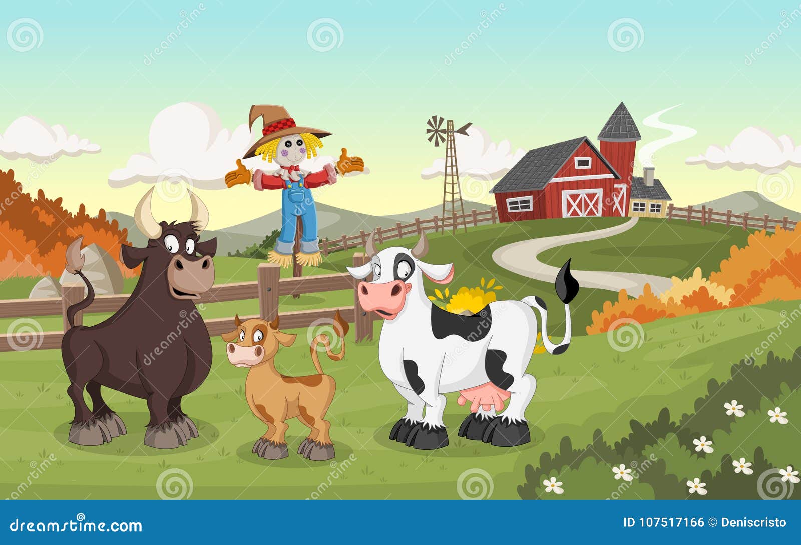 Vaca, Becerro Y Toro De La Historieta Ilustración del Vector ...