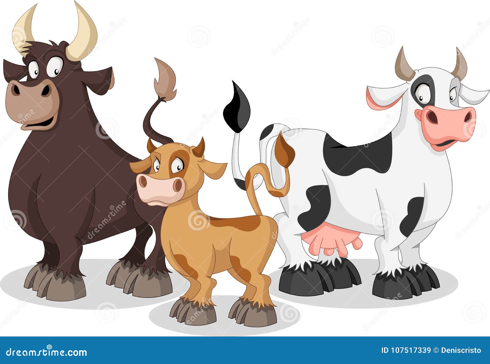 Vaca, Becerro Y Toro De La Historieta Ilustración del Vector ...