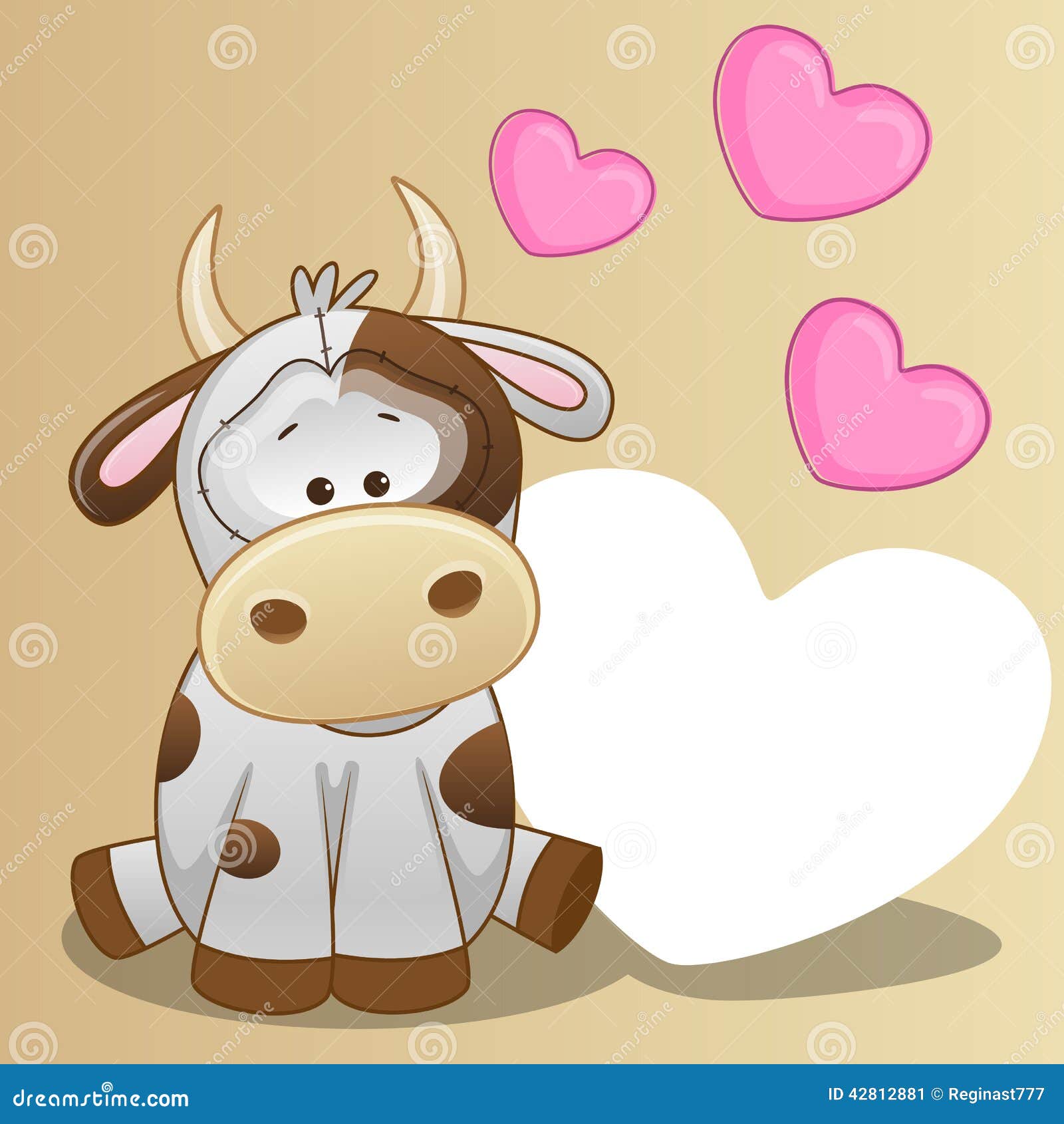 Vaca com corações ilustração do vetor. Ilustração de cartoons - 42812881