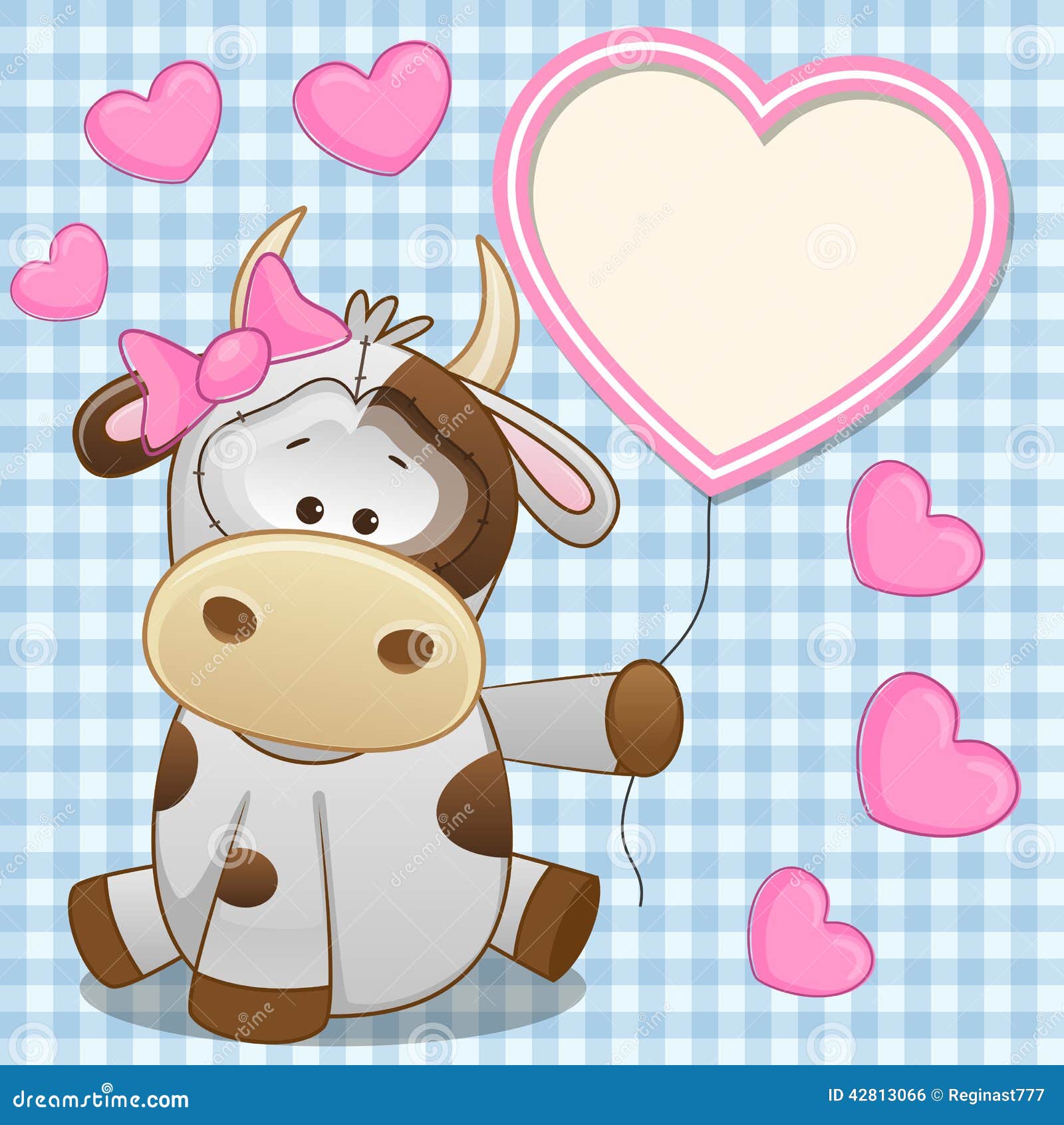 Vaca Con El Marco Del Corazón Ilustración del Vector - Ilustración de ...