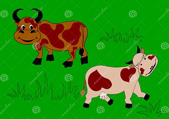 Vaca enamorada y el toro ilustración del vector. Ilustración de color ...