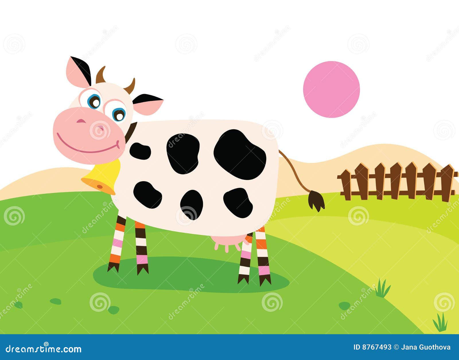 Vaca feliz en prado ilustración del vector. Ilustración de prado - 8767493
