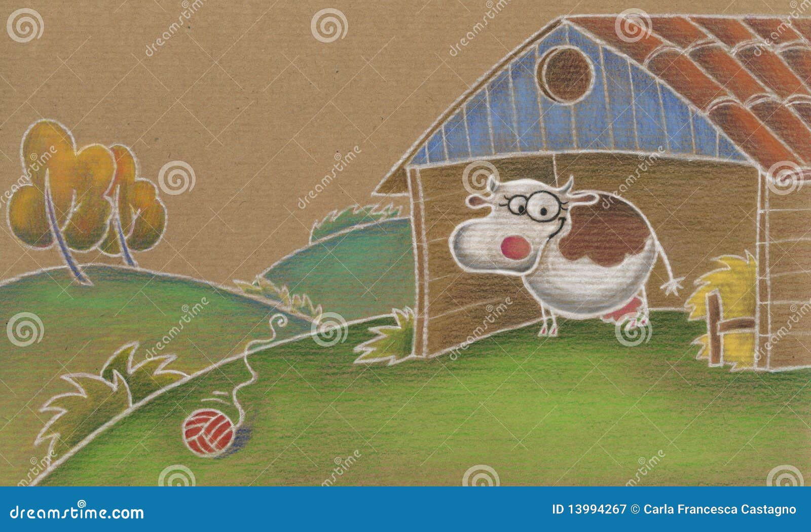 Vaca linda en el establo ilustración del vector. Ilustración de arte ...