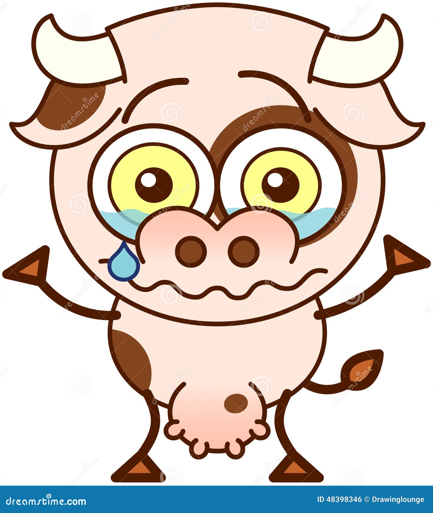 Vaca Linda Que Llora Y Que Siente Triste Ilustración del Vector ...