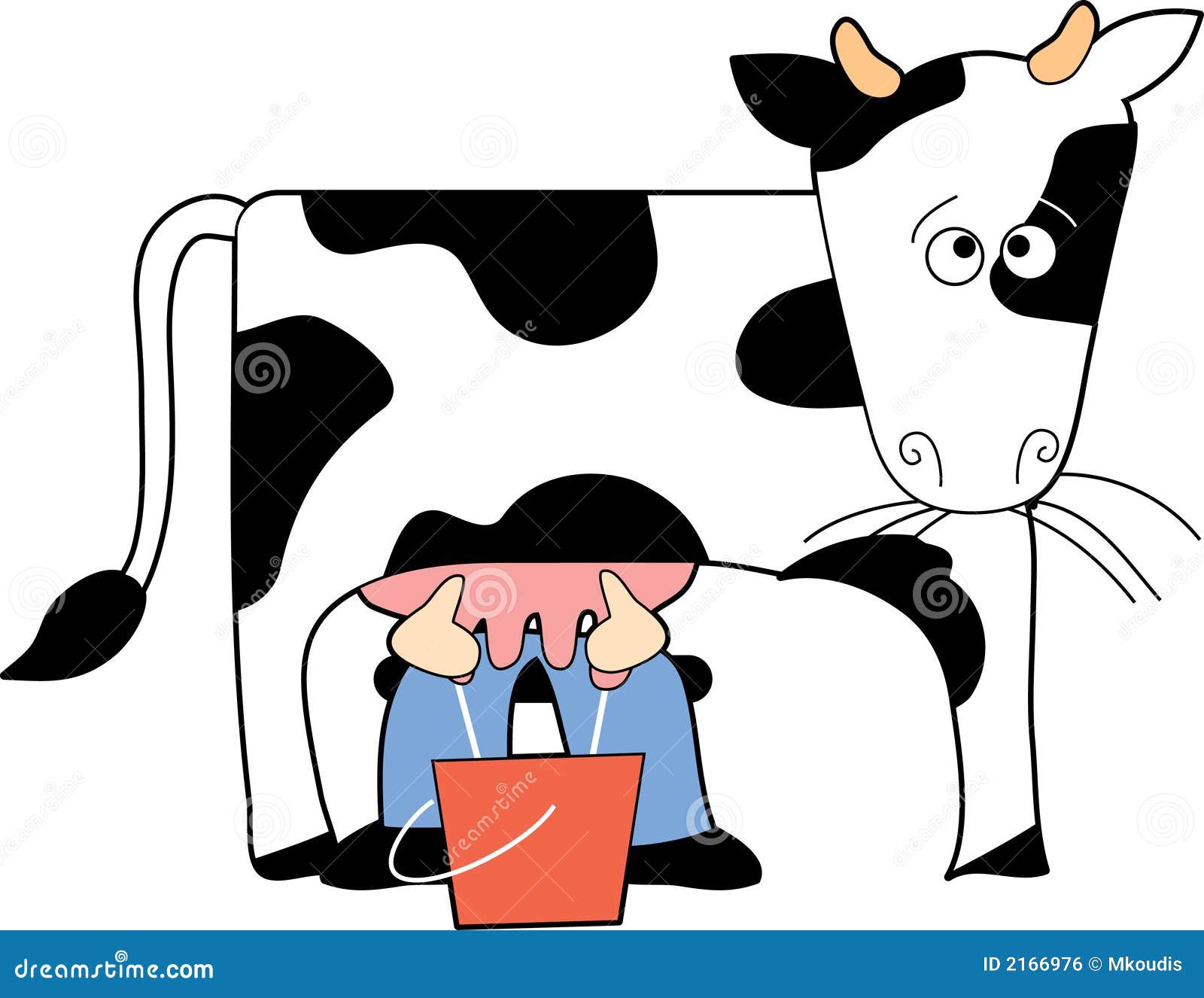 Vaca que es ordeñada ilustración del vector. Ilustración de enganches ...