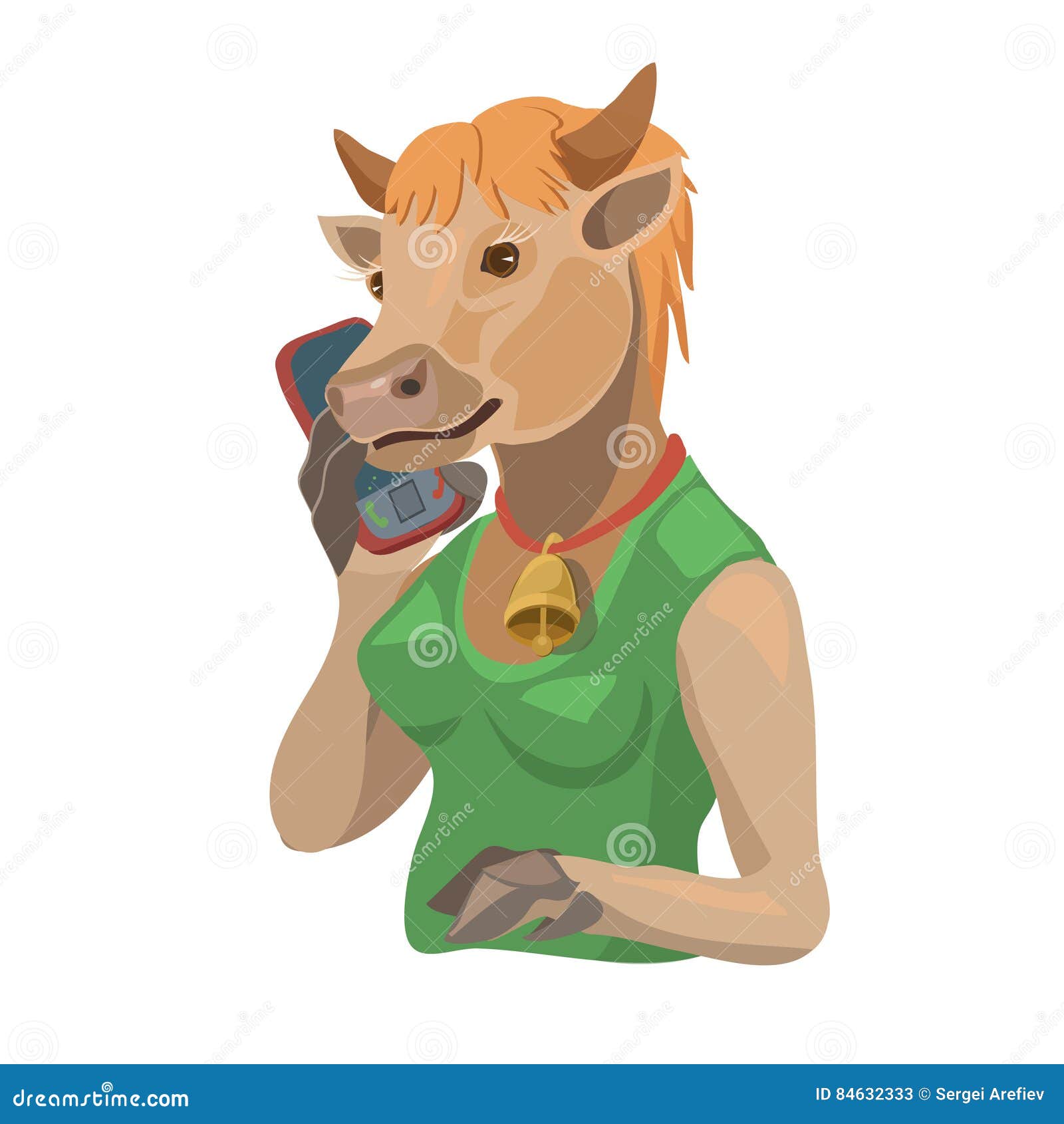 Vaca Que Habla En Un Teléfono Celular Ilustración del Vector ...