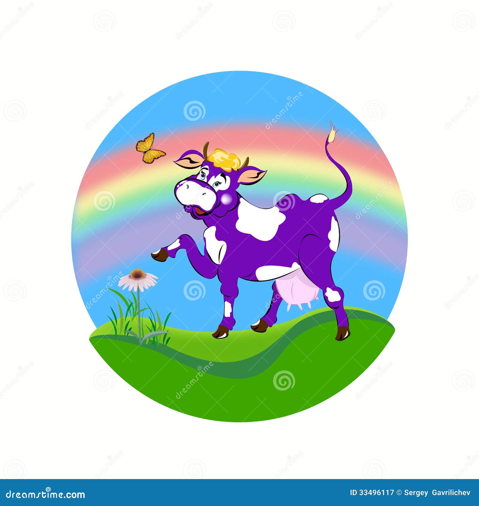 Vaca roxa alegre ilustração do vetor. Ilustração de alegria - 33496117