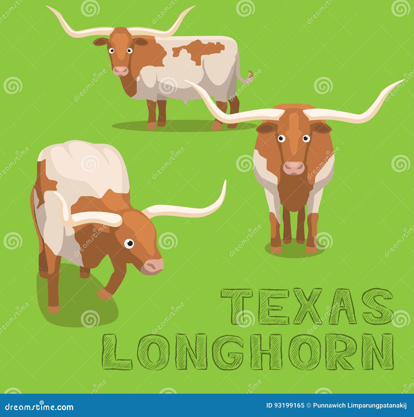 Vaca Texas Longhorn Cartoon Vector Illustration Ilustración del Vector ...