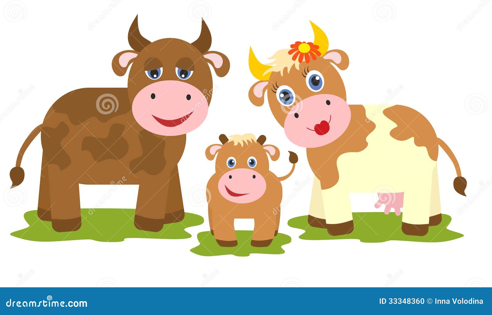 Vaca, Toro Y Pequeño Becerro Stock de ilustración - Ilustración de ...