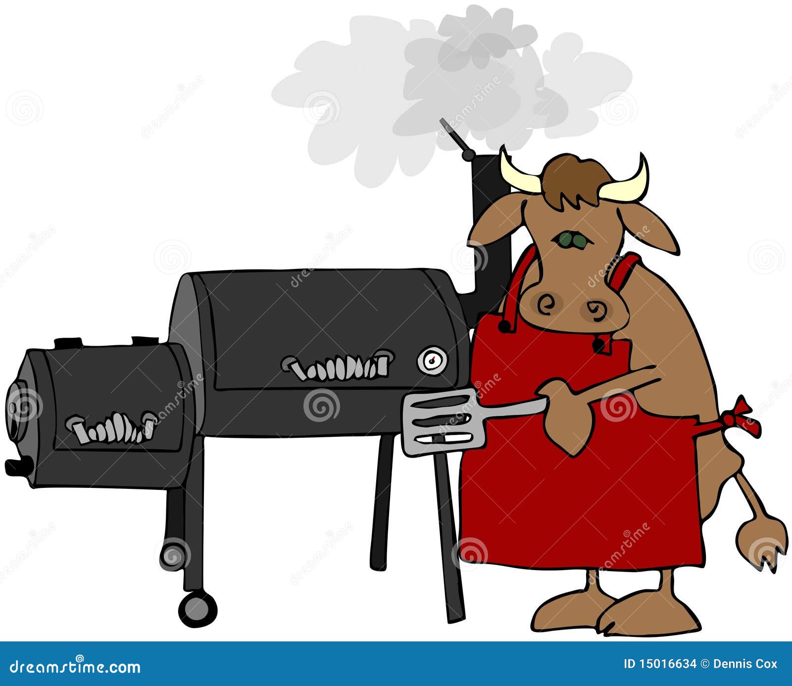 Vaca usando un fumador stock de ilustración. Ilustración de parrilla ...