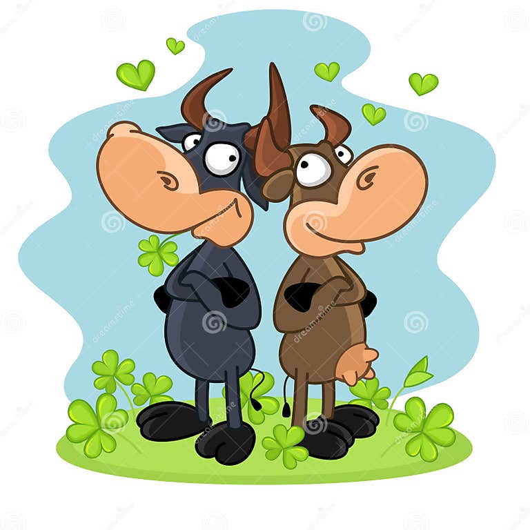 Vaca y toro ilustración del vector. Ilustración de vaca - 55865539