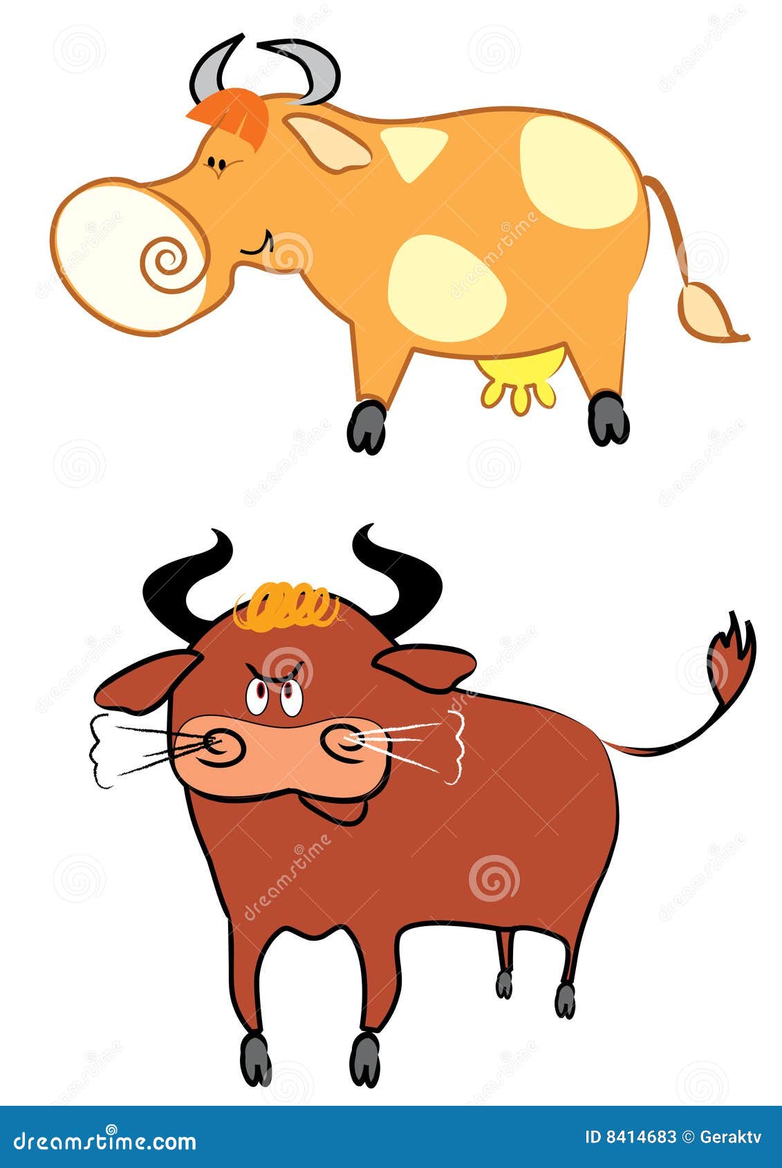 Vaca y toro ilustración del vector. Ilustración de acortar - 8414683