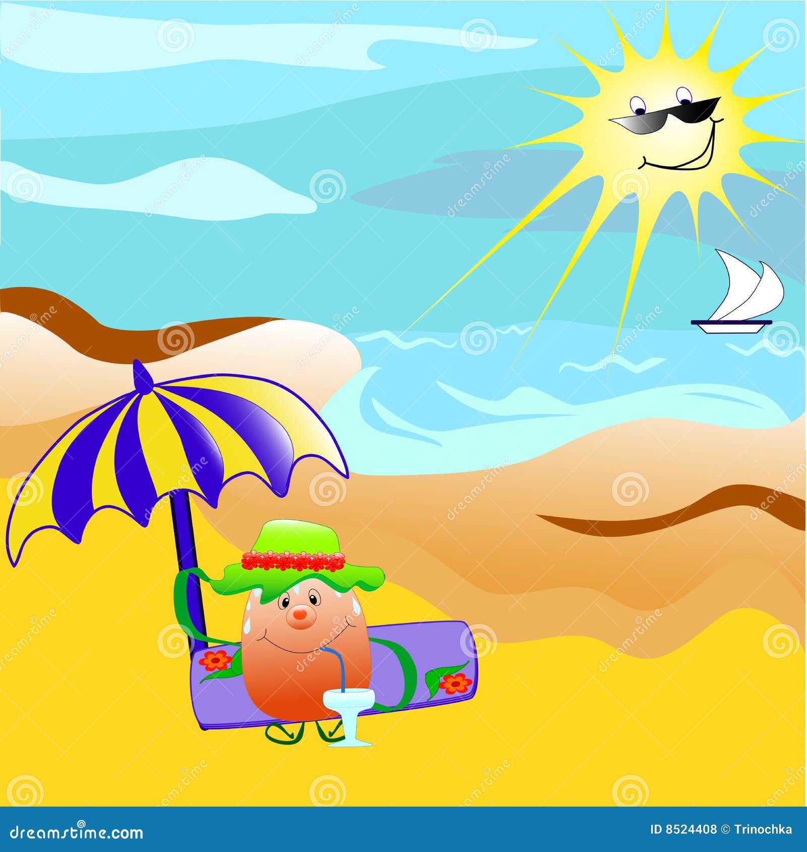 Vacaciones de verano ilustración del vector. Ilustración de cubo - 8524408