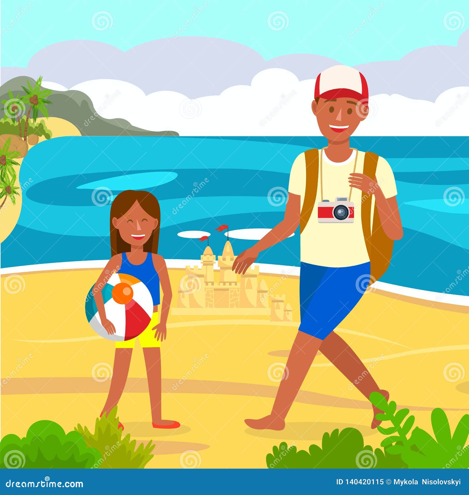 Vacances Dété Sur Lillustration De Couleur De Vecteur De Plage