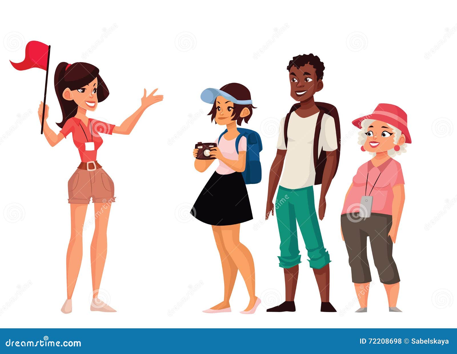 Vacances De Visite Avec Le Guide Illustration de Vecteur - Illustration du illustration ...