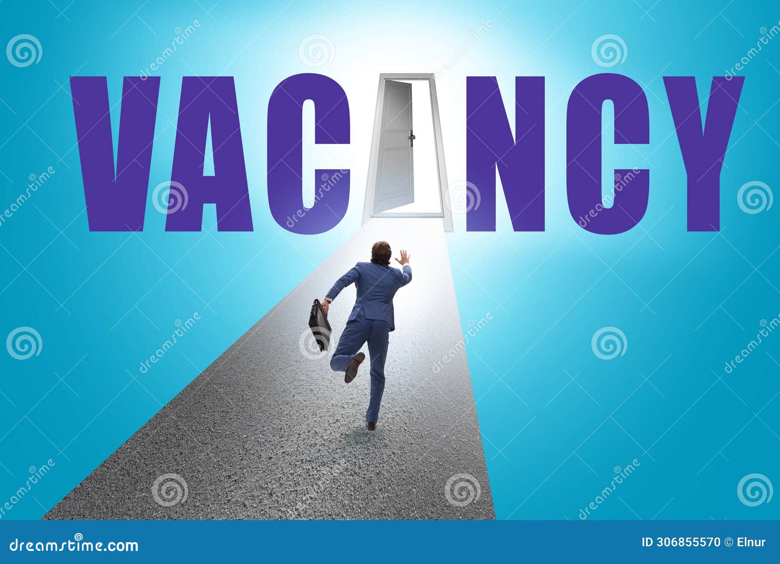 Vacancy Concept with Road Leading To Open Door Stock Photo - Image of ...