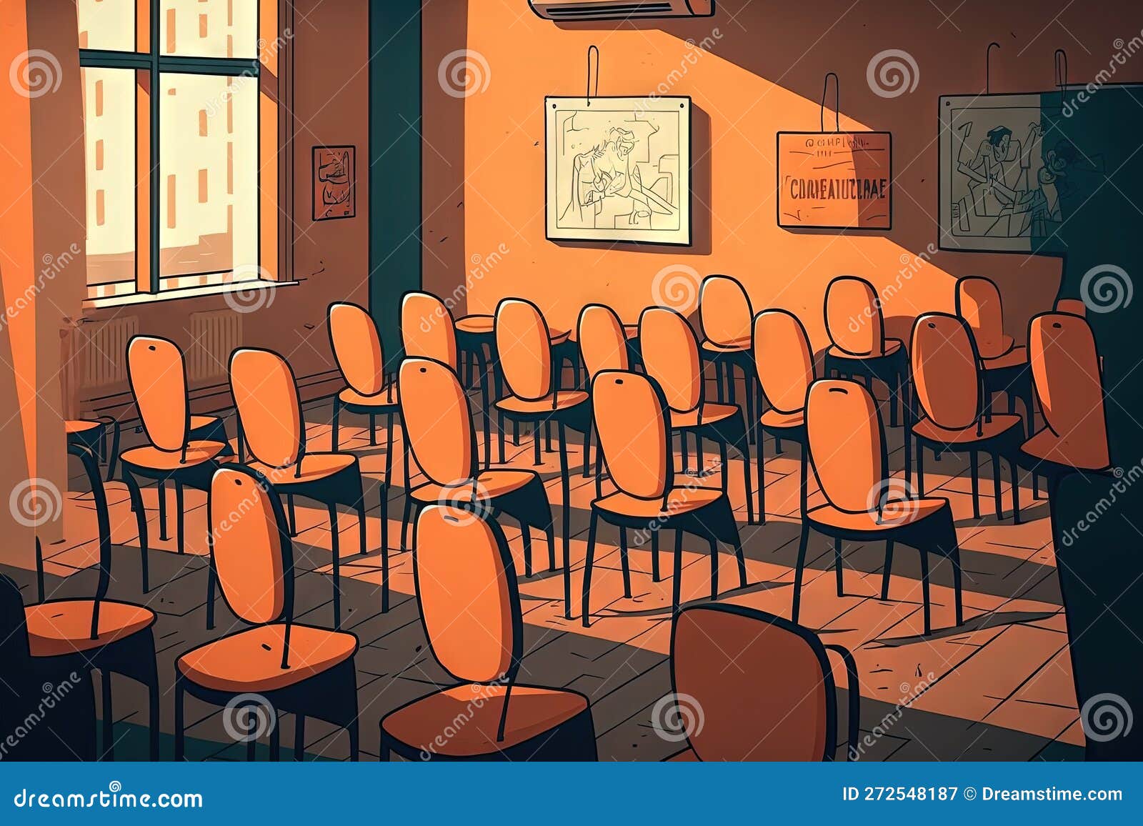 Vacant classroom seats stock illustration. Illustration of lecture ...