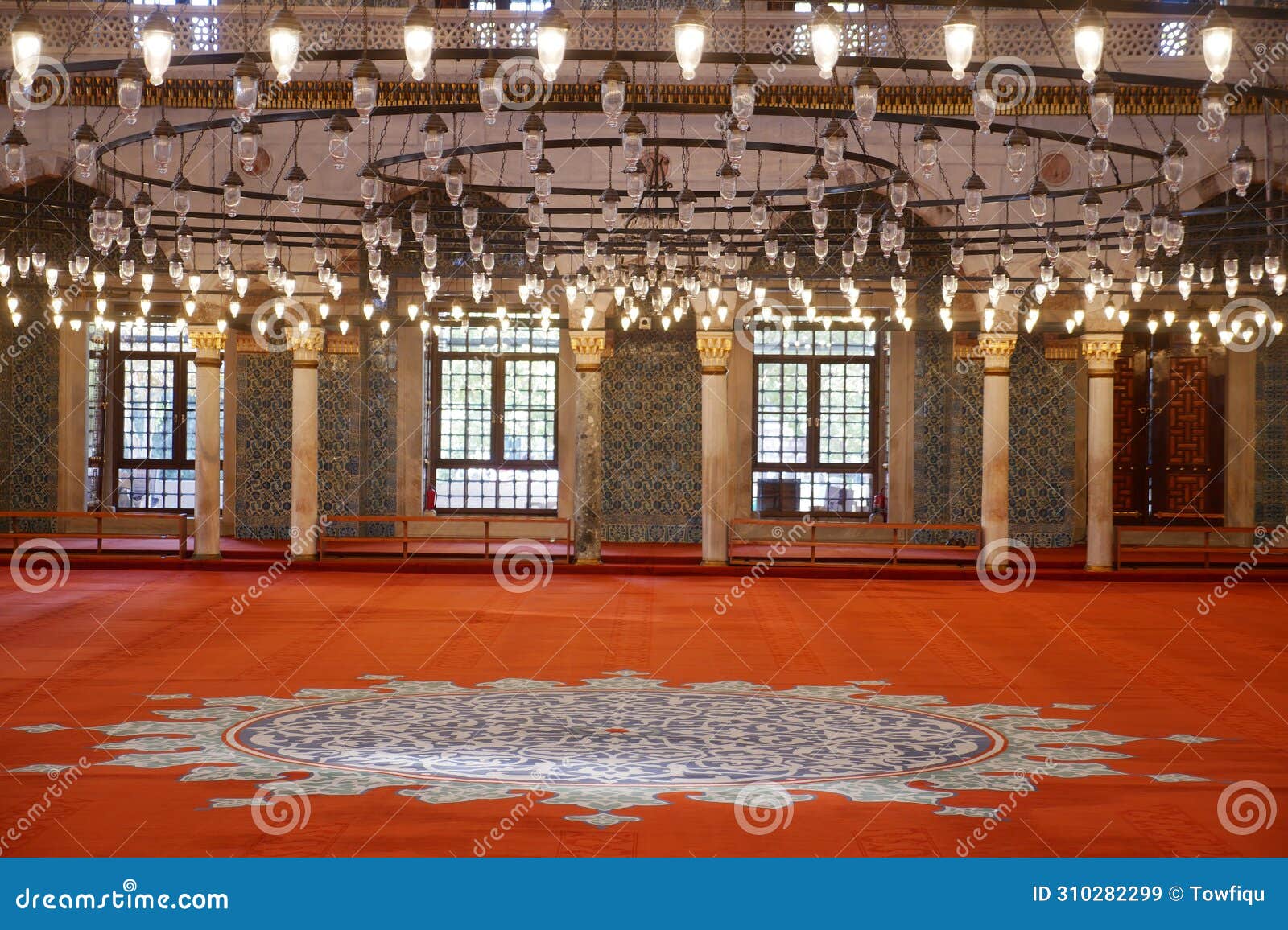 A Vacant Mosque Featuring a Circular Floor Pattern Stock Image - Image ...