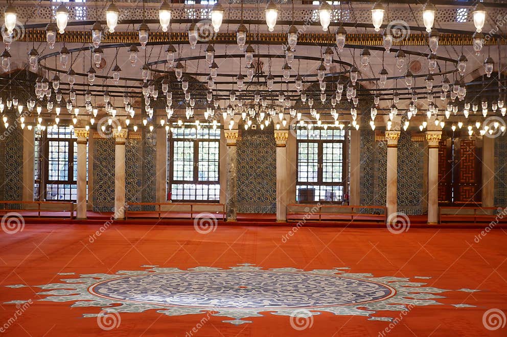 A Vacant Mosque Featuring a Circular Floor Pattern Stock Image - Image ...