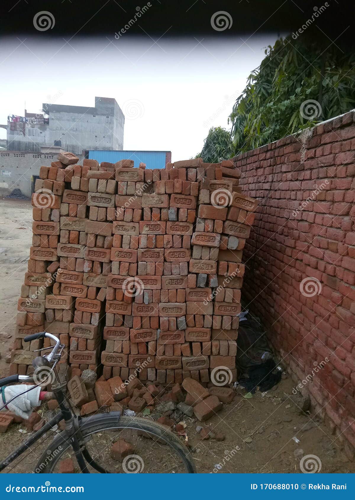 The Vacant Plot is Covered with Bricks. Editorial Image - Image of ...