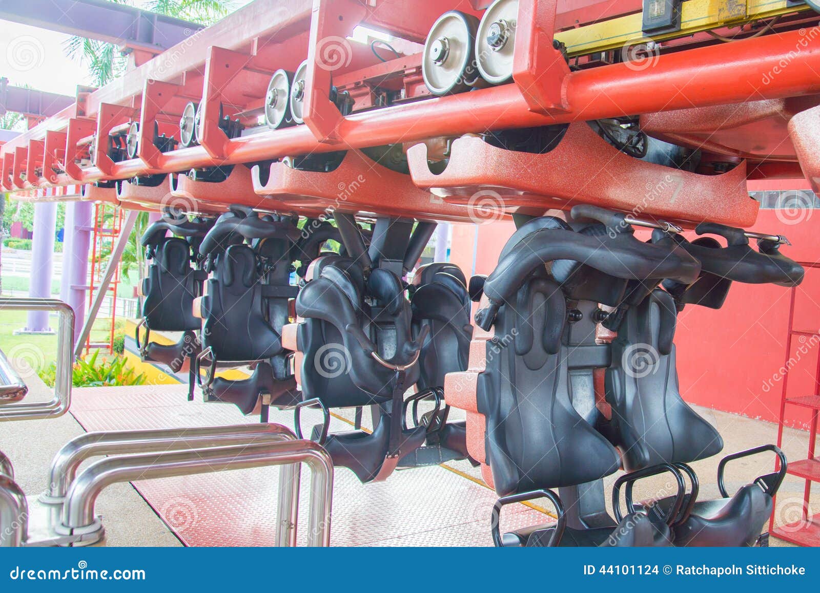 Vacant Seats of a Roller Coaster Stock Photo - Image of amusement ...