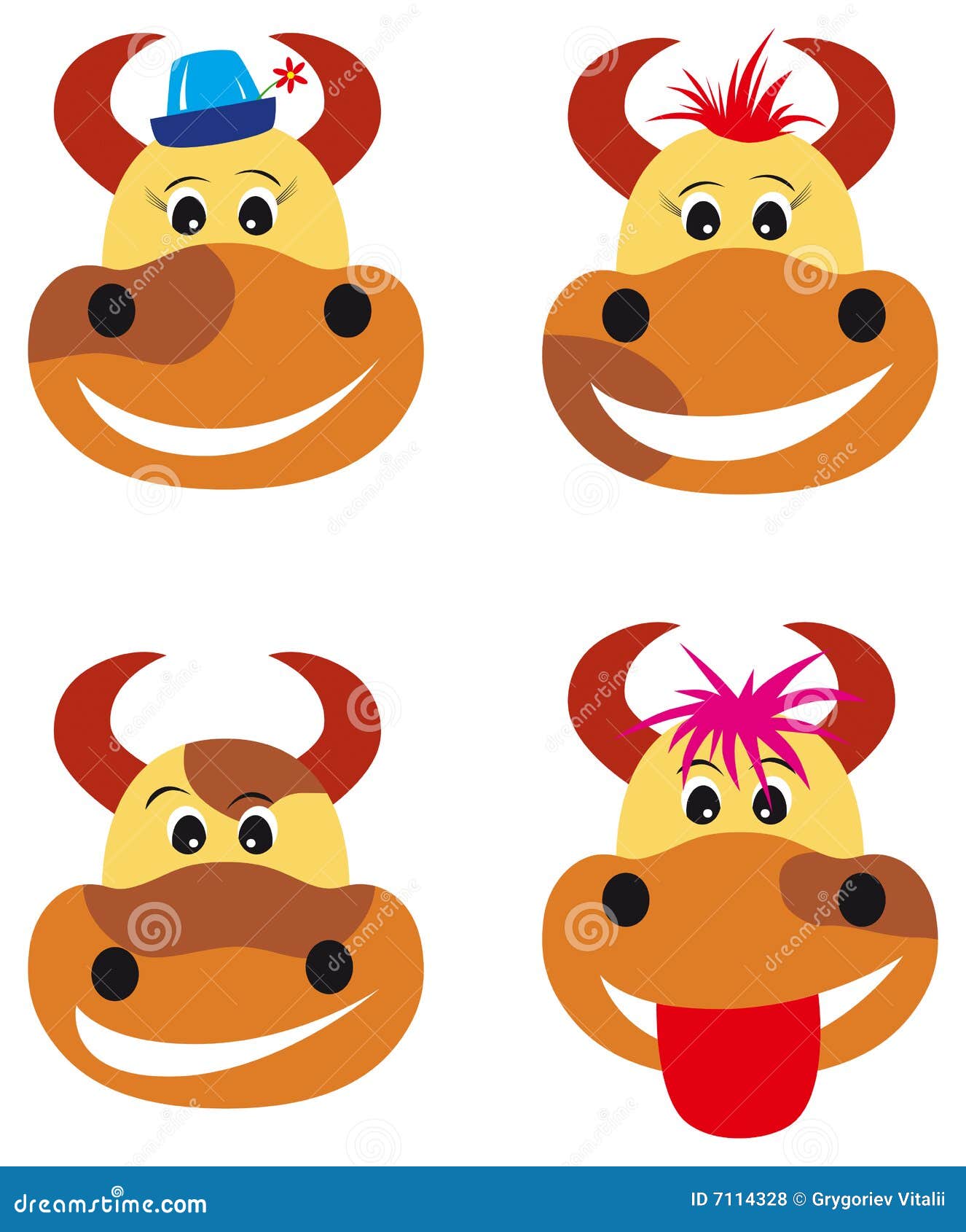 Vacas y toro ilustración del vector. Ilustración de bozal - 7114328