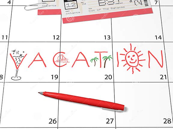 Vacation Calendar reminder stock illustration. Illustration of ...