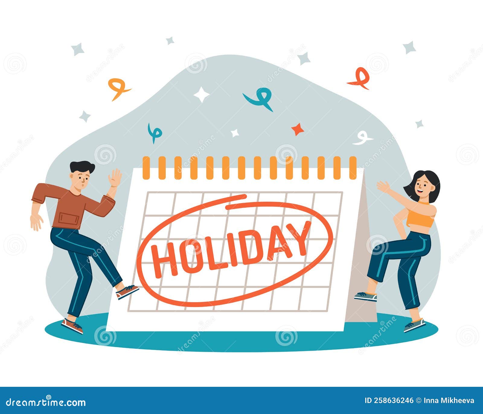 Vacation Concept. Rest Days are Highlighted on the Calendar, and People ...