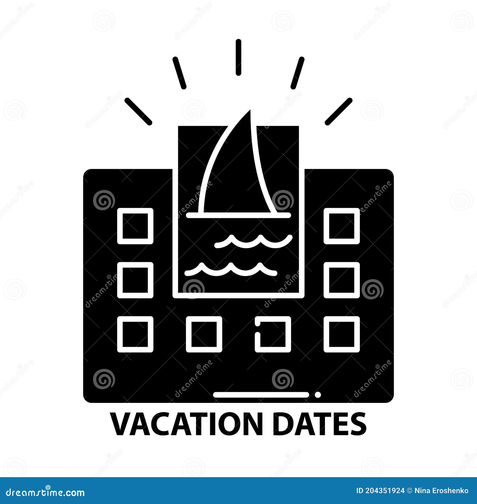 Vacation Dates Icon, Black Vector Sign with Editable Strokes, Concept ...