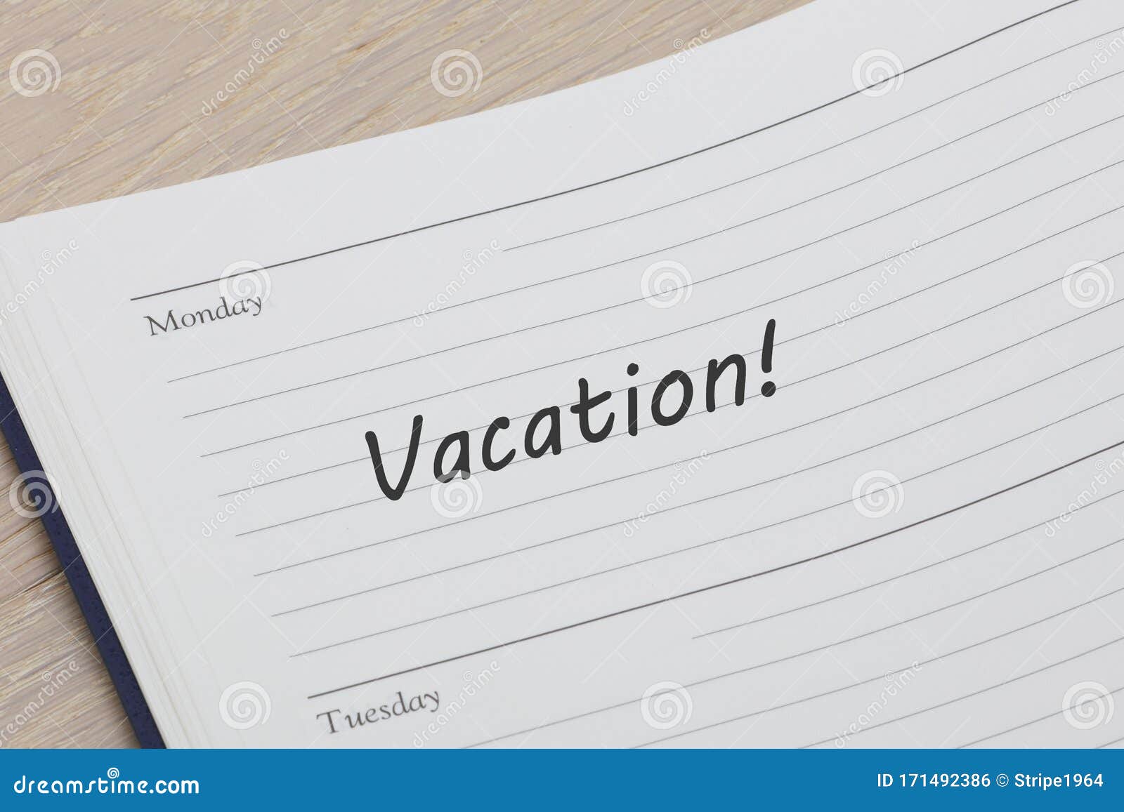 Vacation Diary Reminder Open on Desk Stock Photo - Image of office ...