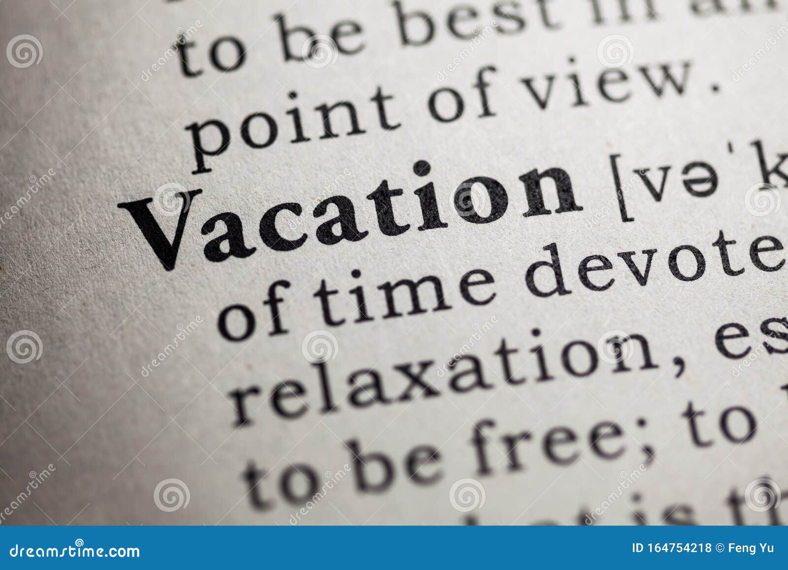 Definition of the Word Vacation Stock Photo - Image of word, text ...