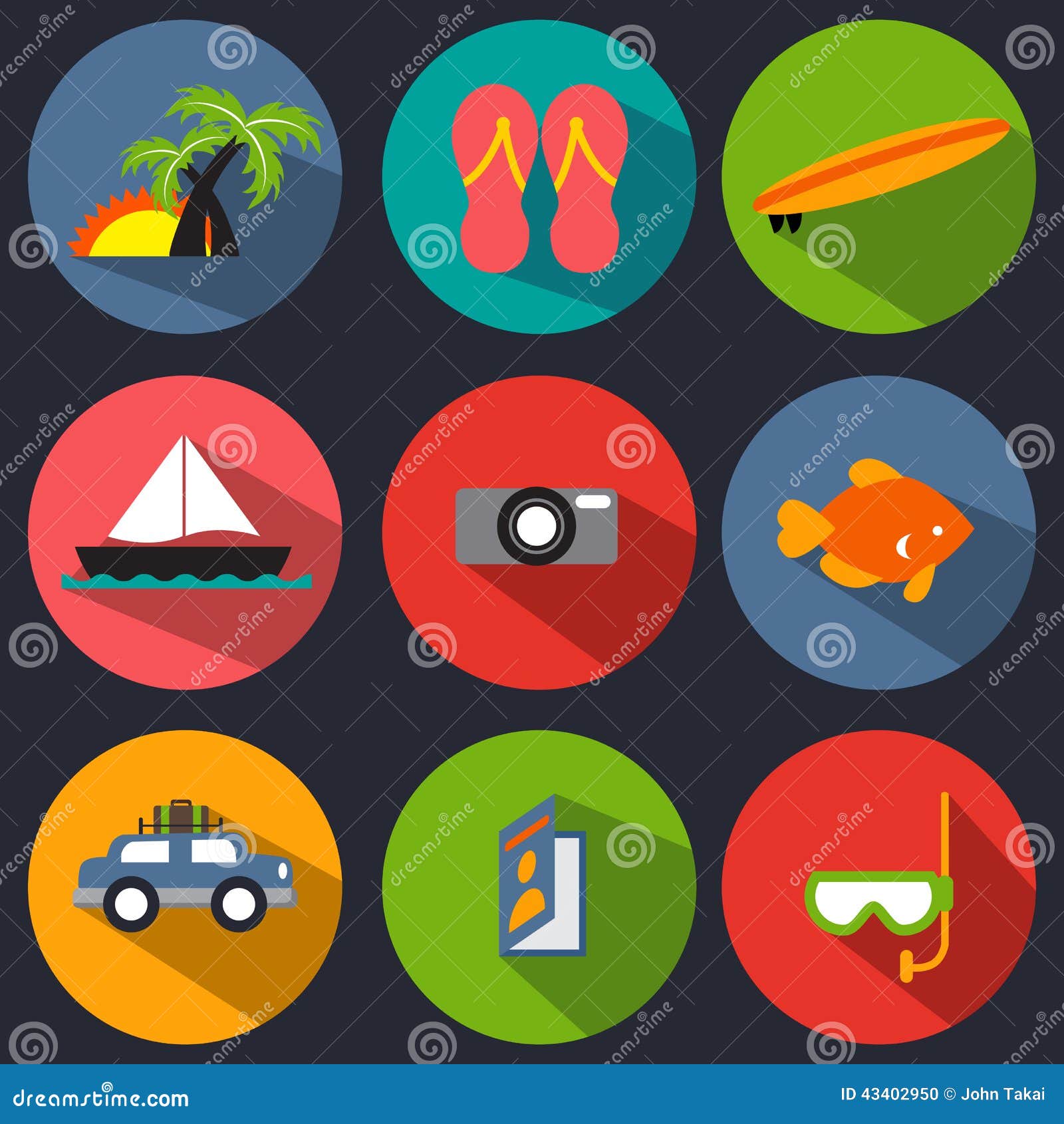 Vacation Icon Set stock vector. Illustration of graphic - 43402950