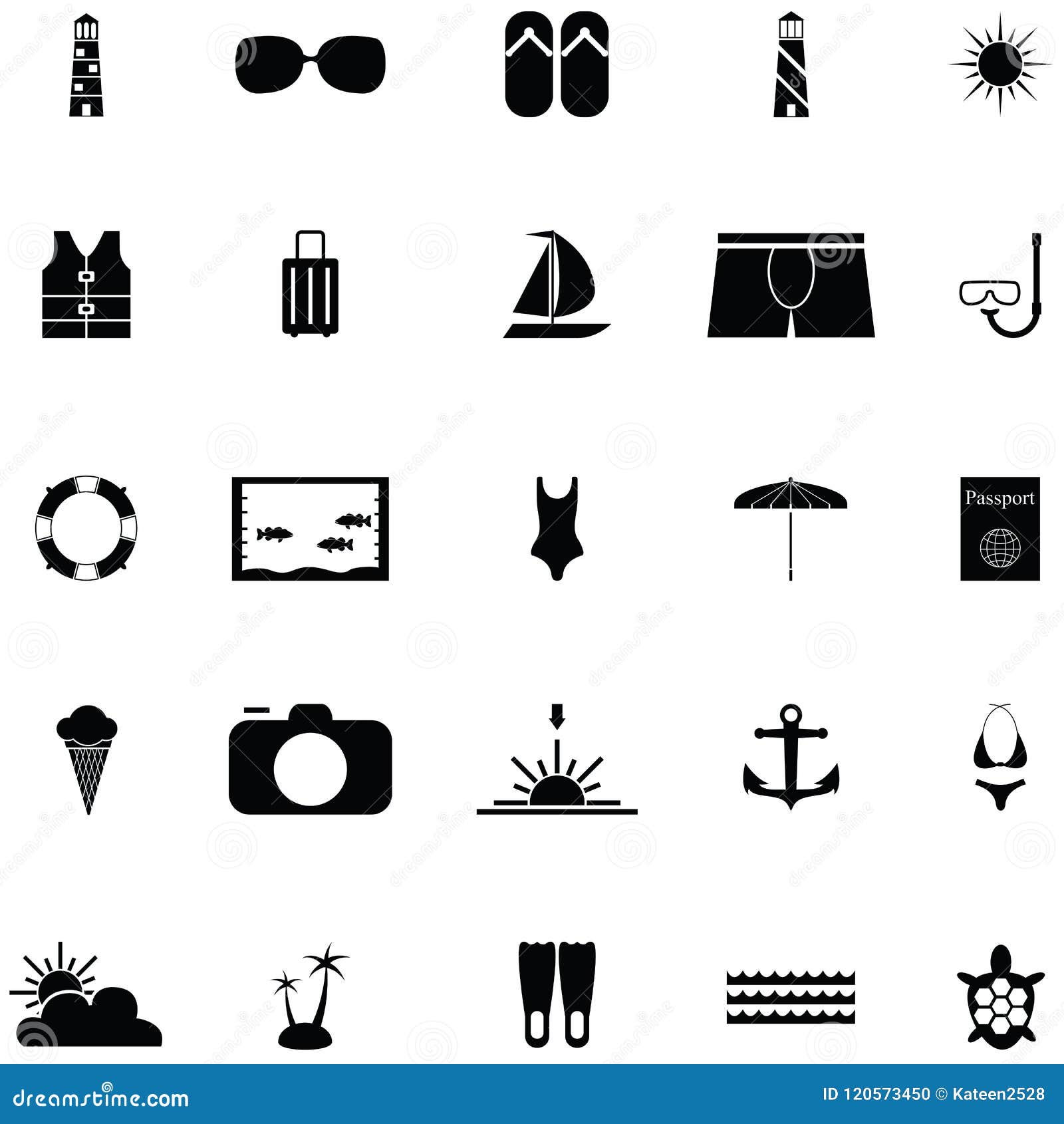 Vacation icon set stock vector. Illustration of cream - 120573450