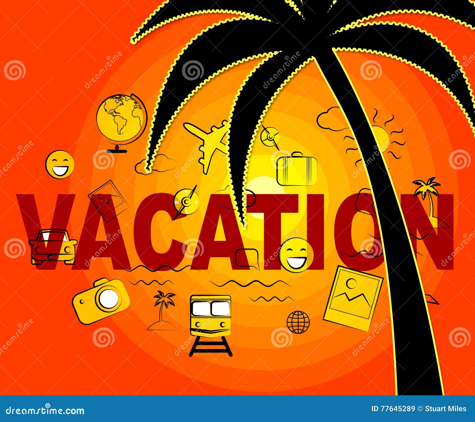 Vacation Icons Indicates Vacations Holiday and Sign Stock Illustration ...