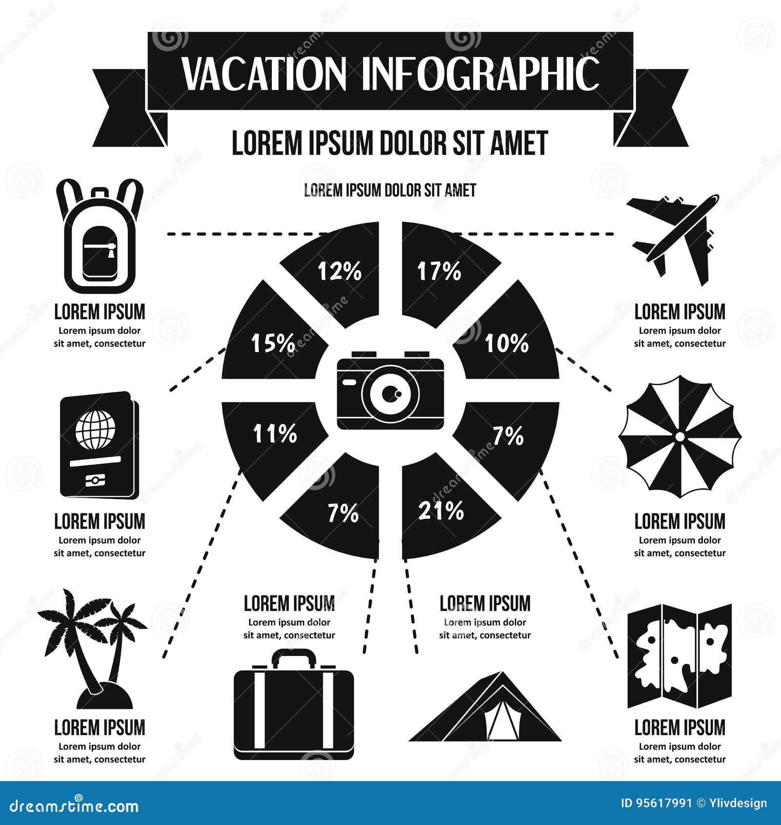 Vacation Infographic Concept, Simple Style Stock Vector - Illustration ...
