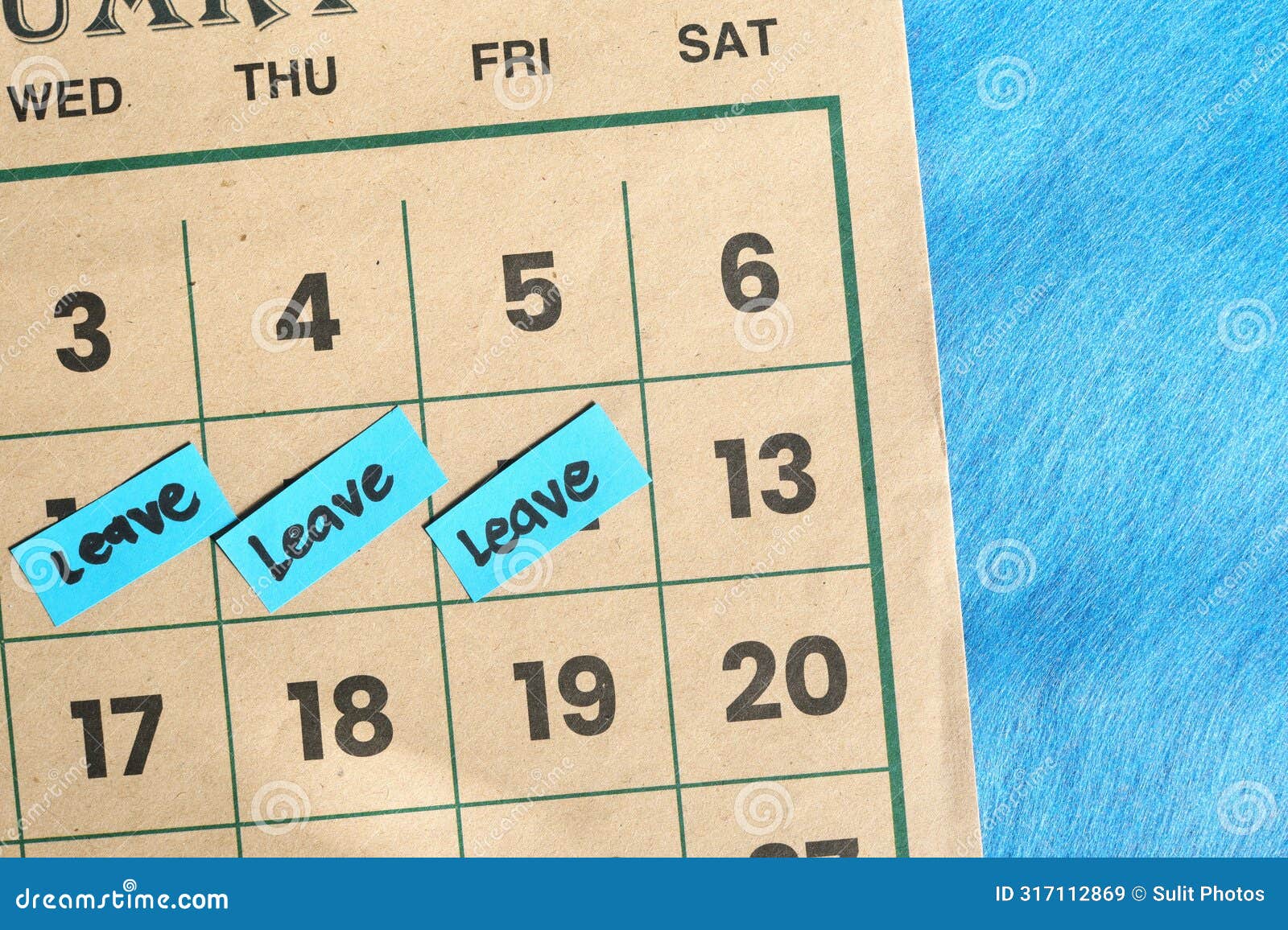 Vacation Leave from Work Concept. Written Reminder Note on Calendar ...