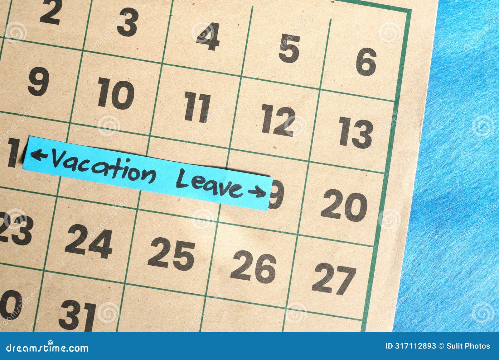 Vacation Leave from Work Concept. Written Reminder Note on Calendar ...