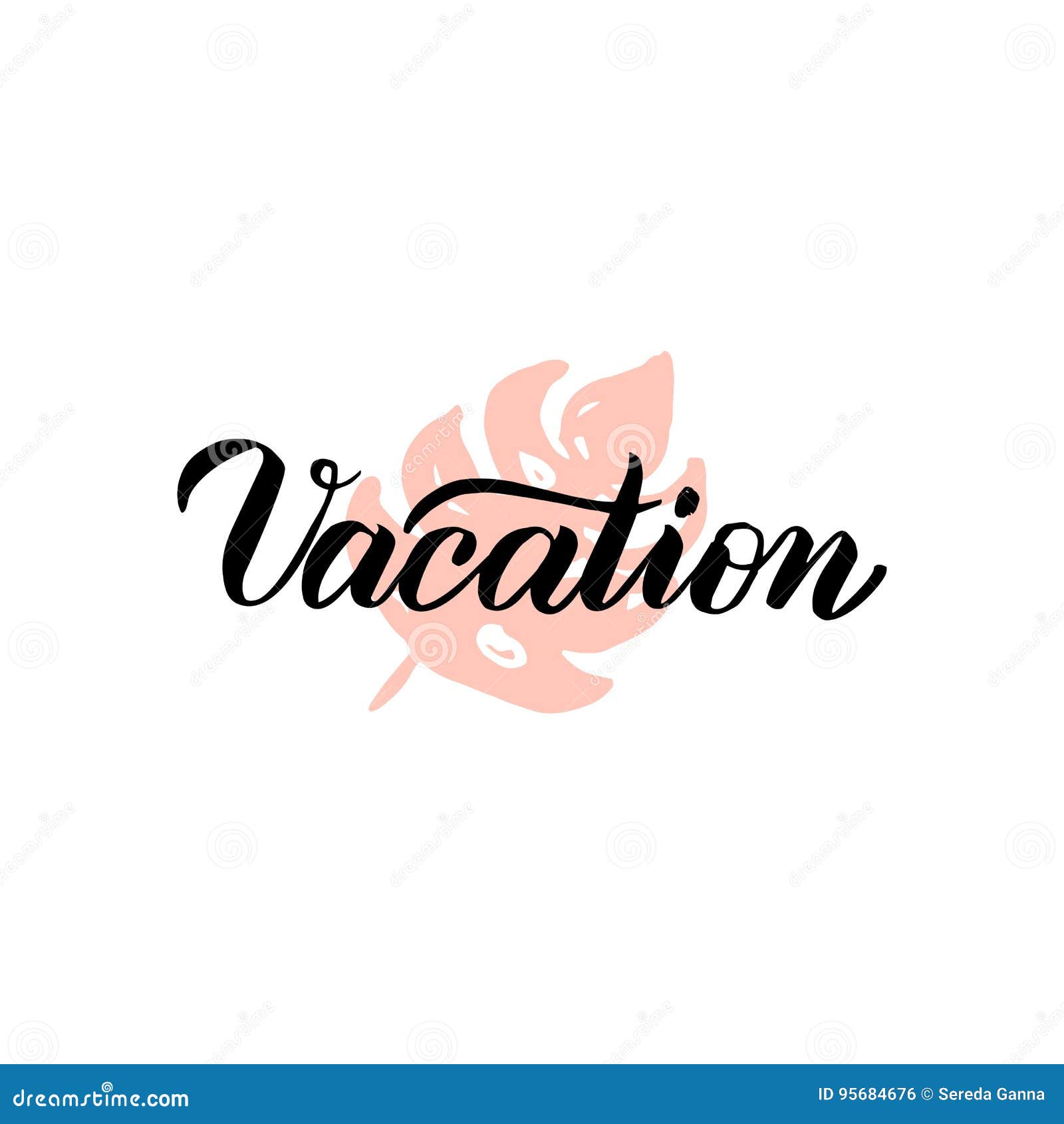 Vacation Lettering stock vector. Illustration of palm - 95684676