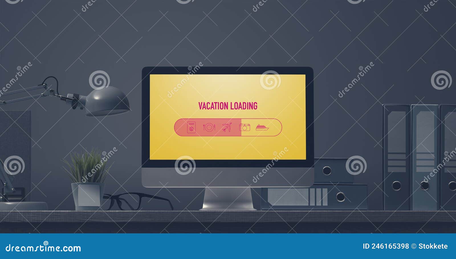 Vacation Loading on the Computer Screen Stock Illustration ...