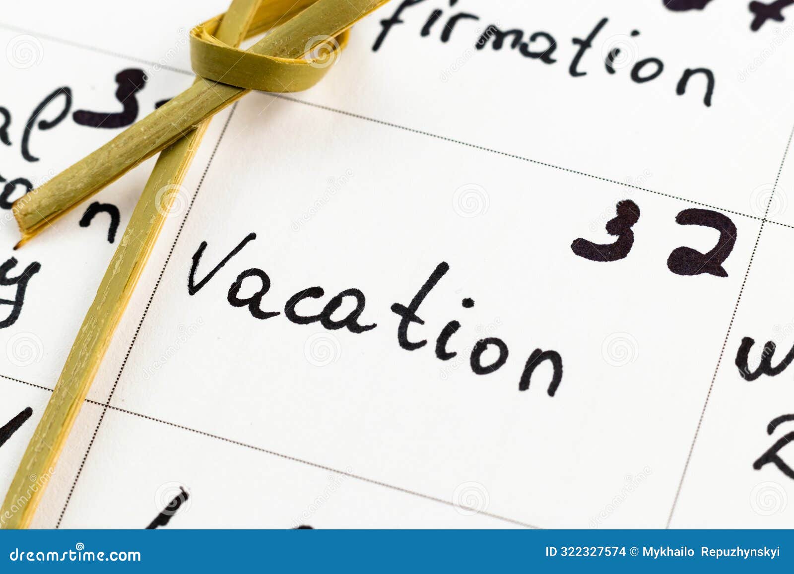 Vacation Marked on the Calendar Photo Stock Photo - Image of remember ...