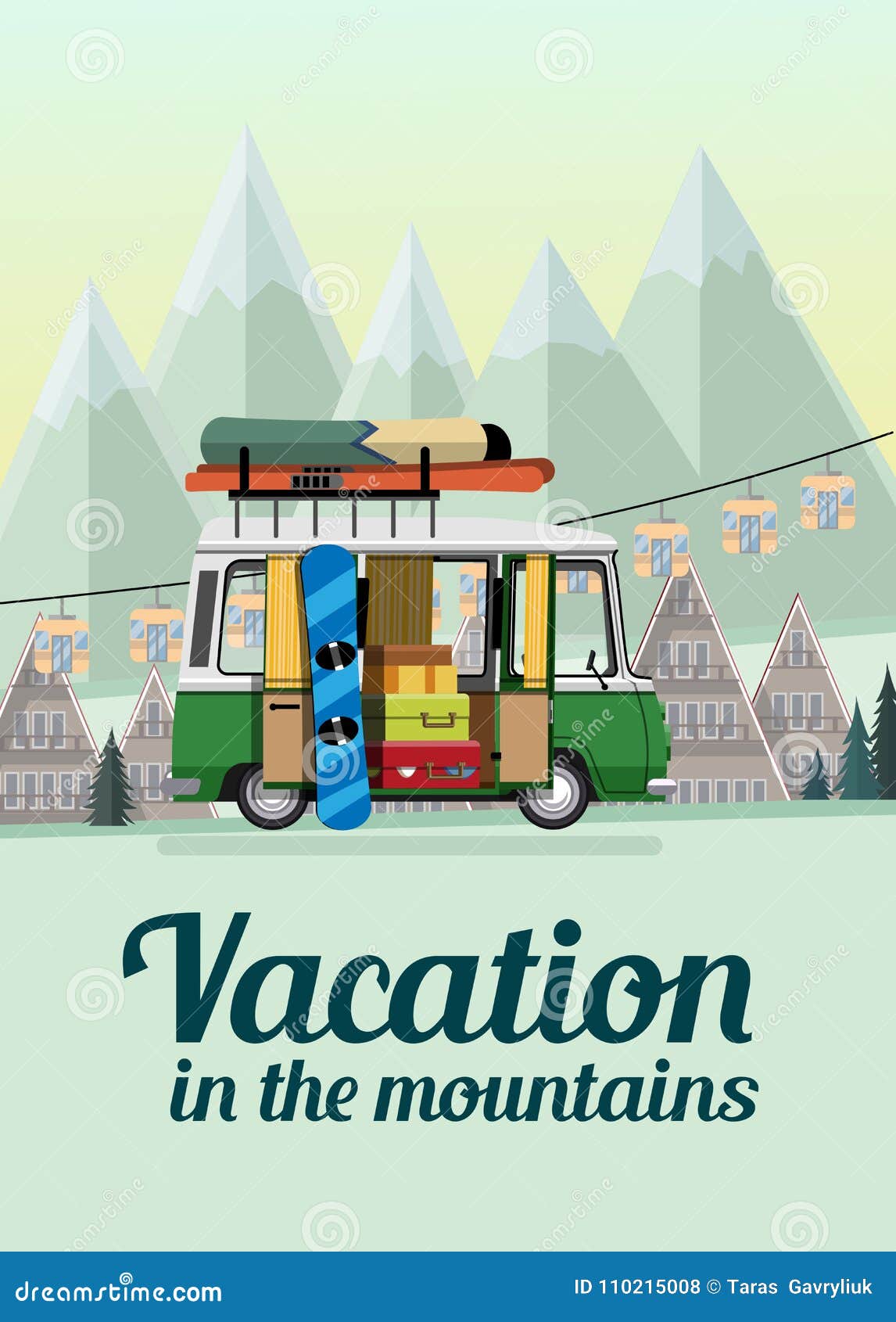 Vacation in the mountains stock vector. Illustration of equipment ...