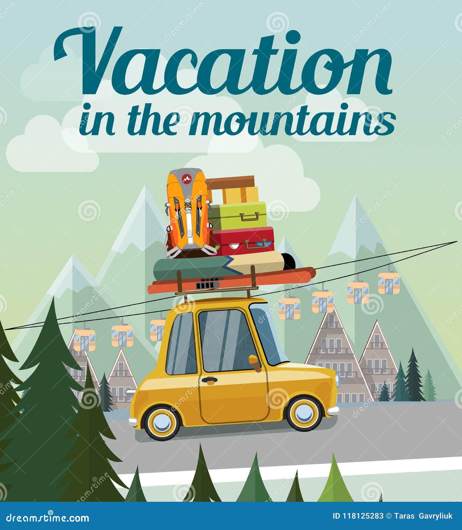 Vacation And Mountains Background Cartoon Vector | CartoonDealer.com ...