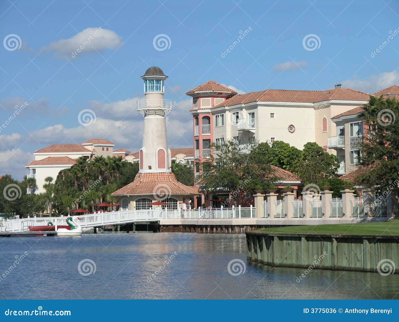 Vacation Resort Bldgs Lighthouse & Lake 4 Stock Photo - Image of ...